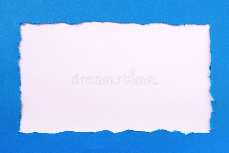 Torn Paper Blue Untidy Edge White Background Frame Isolated Stock Image ...
