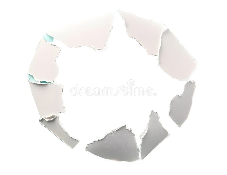 Torn Paper Circle Frame - Isolated on White Stock Image - Illustration ...
