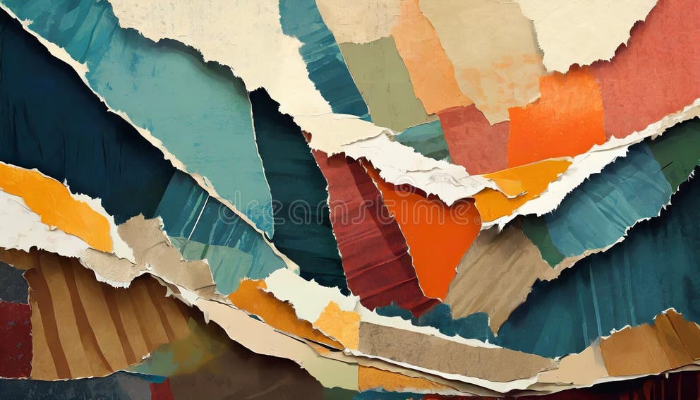 Torn Paper Collage Effect Background Stock Illustration - Illustration ...