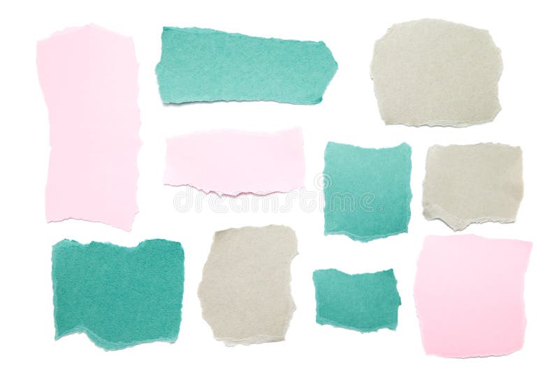 Torn Paper . Collection of Ripped Pieces Paper on White Stock Photo ...