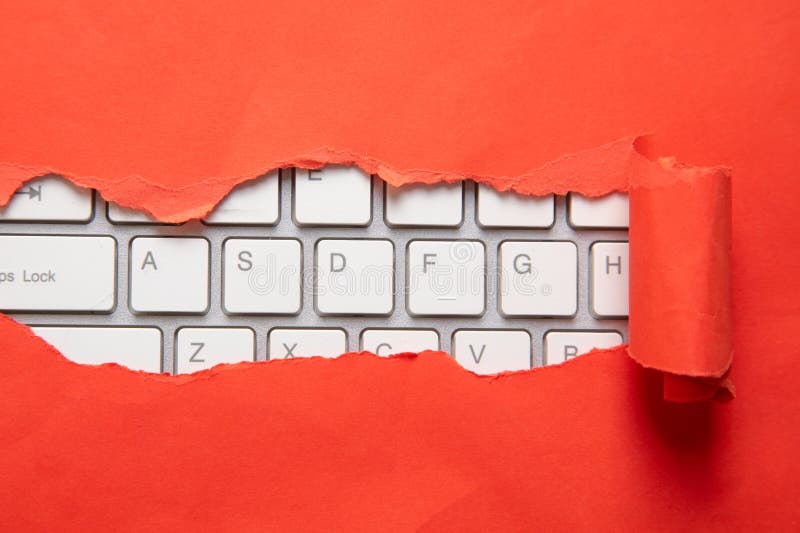 Torn Paper with a Computer Keyboard Stock Illustration - Illustration ...