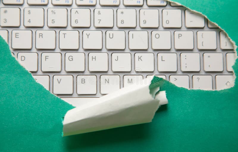 Torn Paper with a Computer Keyboard Stock Illustration - Illustration ...