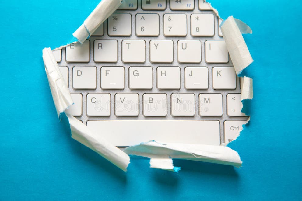 Torn Paper with a Computer Keyboard Stock Photo - Image of clean, corporate: 354544704