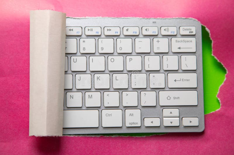 Torn Paper with a Computer Keyboard Stock Photo - Image of office ...