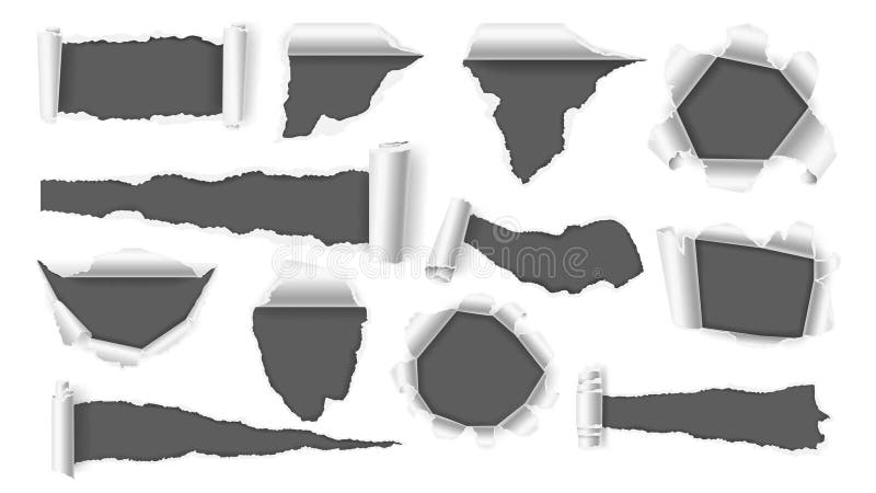 Torn Paper with Curled Corner. Ragged Page Hole, Ripped Sheet of Paper ...