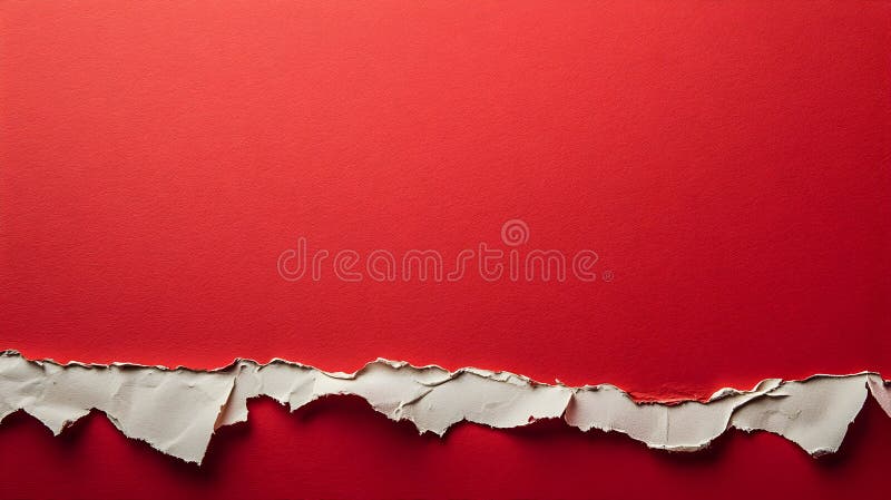 Torn Paper Edge on Bold Red Background with Textured Contrast Stock ...