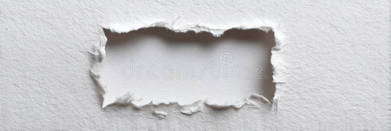 Torn Paper Edges Create a Square Frame for a Central Message on a Clean ...