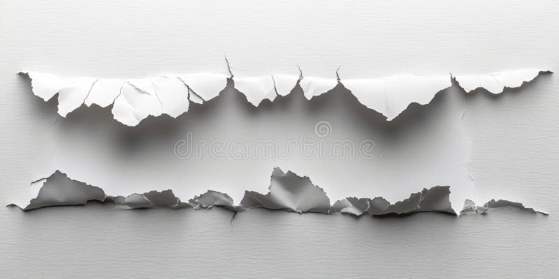 Torn Paper Edges on White Background - Rough and Textured Look Stock ...