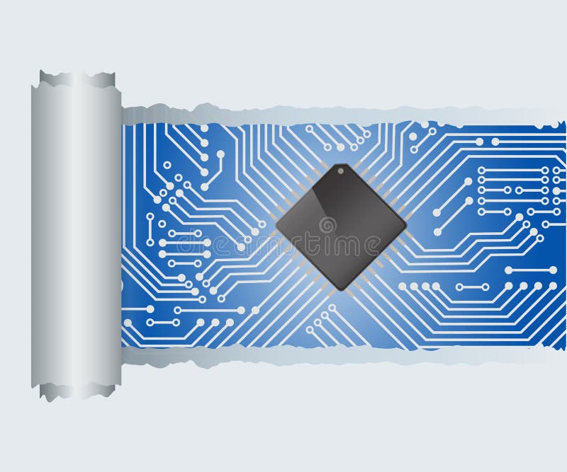 Torn Paper with Electronic Circuit Board Stock Vector - Illustration of ...