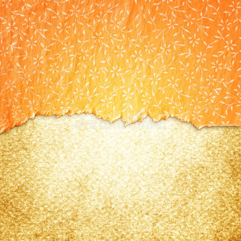 Torn Paper with Floral Pattern Over Grunge Paper Texture Stock Image ...