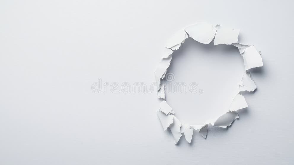 Torn Paper Frame with Shredded Edges on White Background Stock ...