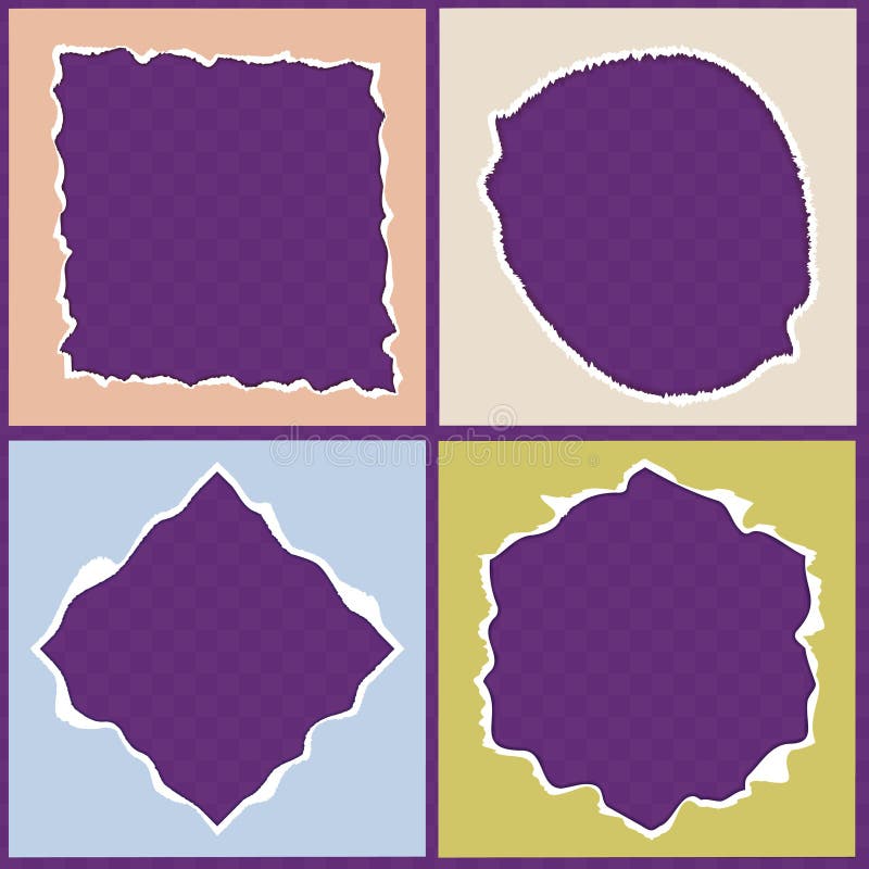 Torn Paper Frames in Four Versions, Different Colors Stock Vector ...