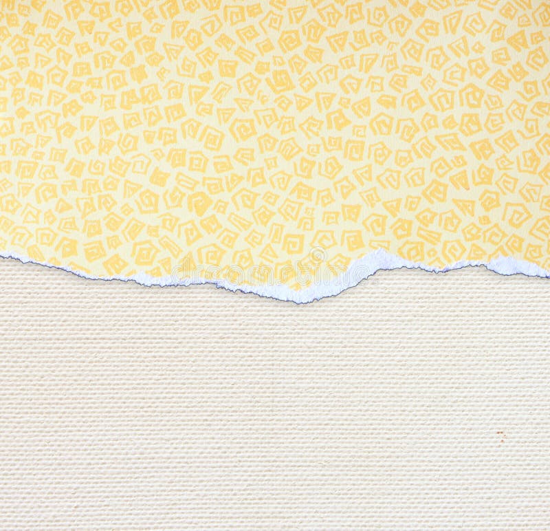 Torn Paper with Funky Pattern Over Textured Canvas Background Stock ...