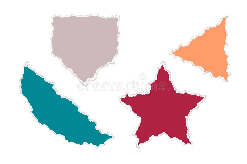 Torn Paper Geometric Shapes Set. Vector Scraps of a Star, Semicircle ...