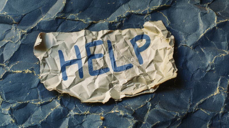 Torn Paper with HELP on Textured Surface, Depicting Desperation and ...