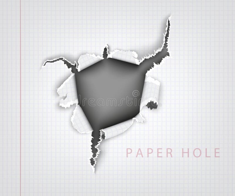 Torn Paper. Hole in the Notebook Sheet Stock Vector - Illustration of ...