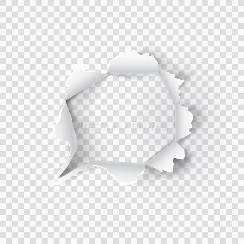 Torn Ripped Paper Hole on Transparent Background Stock Illustration ...