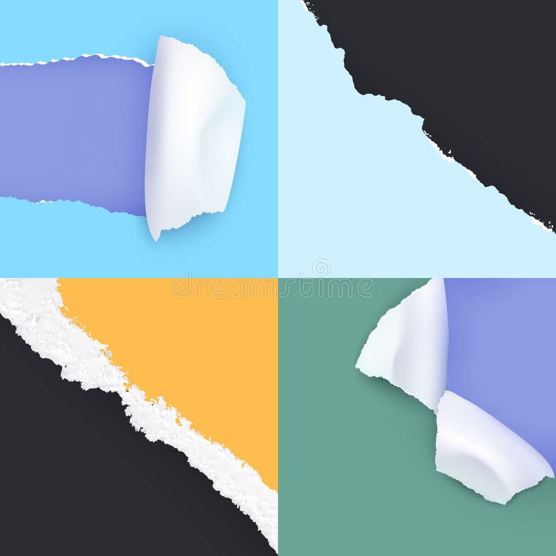 Torn Paper Cards Realistic Set Stock Vector - Illustration of postcard ...