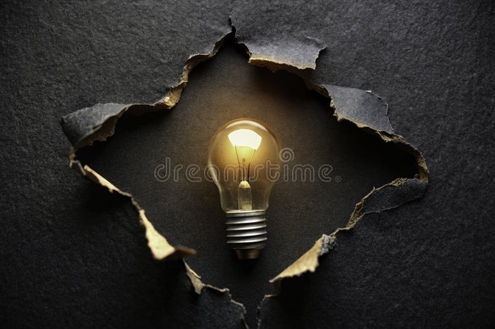 Torn Paper Lightbulb Silhouette Visualizing Inspiration Breakthrough ...