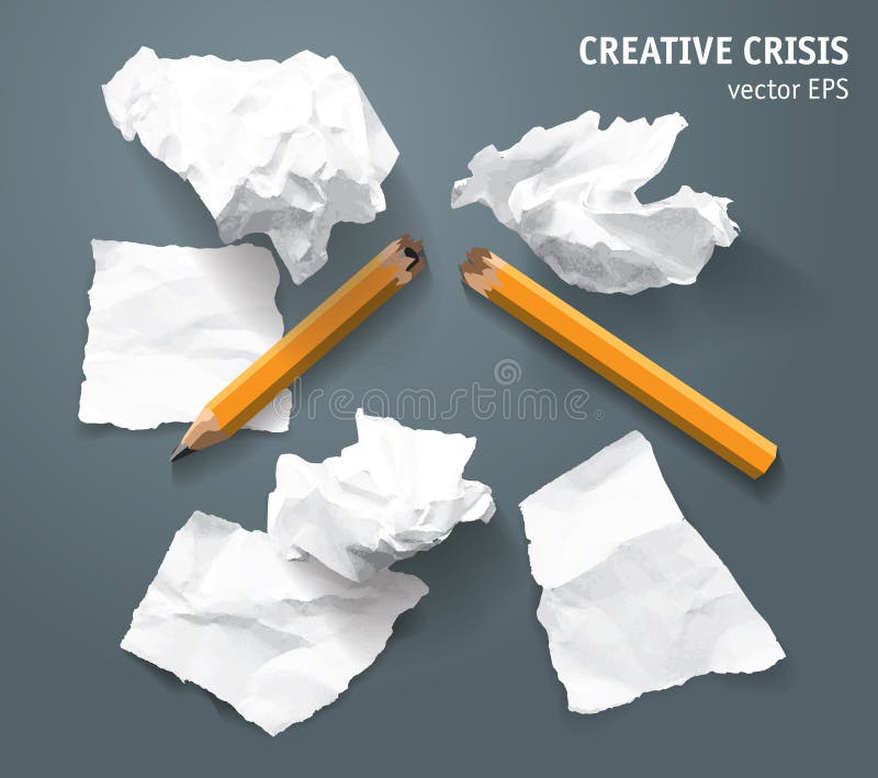 Torn Paper Lumps Broken Pencil Creative Crisis Stock Vector ...