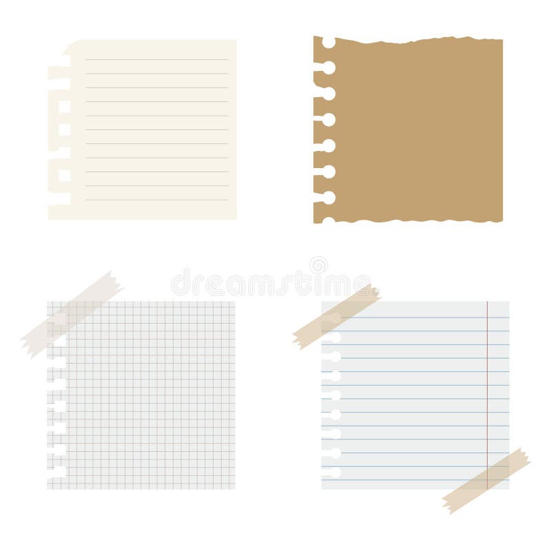 Torn Paper Notepad Page Strips with Tape, Rip Blank Notes Stock ...