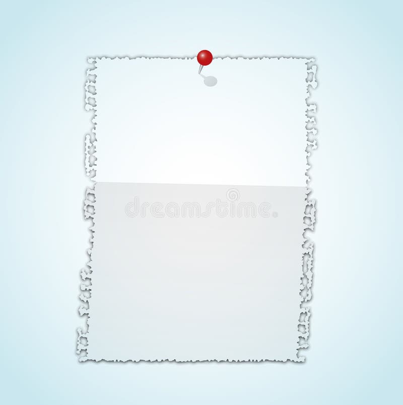 Torn paper pad with pin. stock illustration. Illustration of paper ...