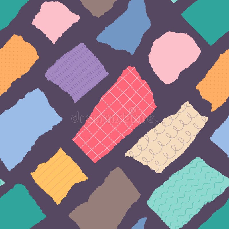 Torn Paper Pieces Seamless Pattern. Color Cut Fragments, Random Shapes ...