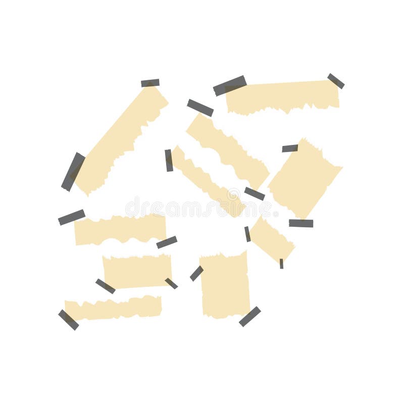 Torn Paper Pieces with Tape Free Vector Illustration Stock Vector ...