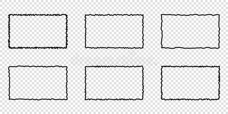 Torn Paper Pieces. Wavy Edge Rectangle Line Vector Frame Stock ...