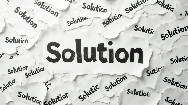Torn Paper Pieces with the Word SOLUTION Printed Stock Illustration - Illustration of solution ...
