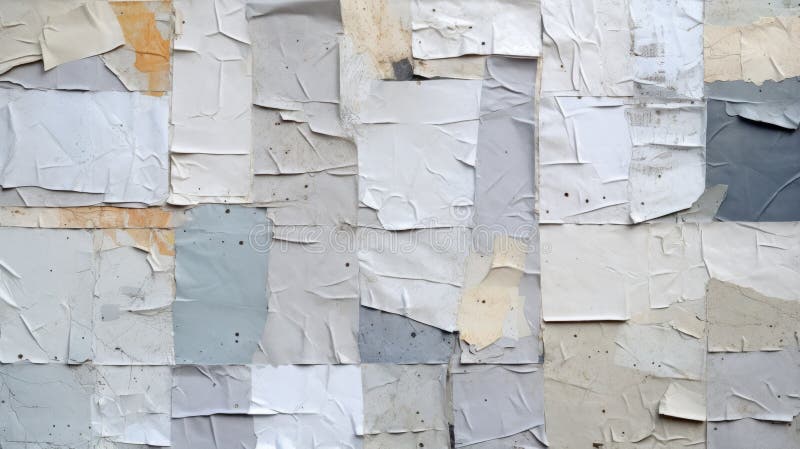 Torn Paper Poster on Paint Wall, Many Different Sticker Scraps. Neural ...