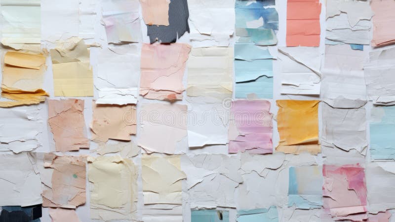 Torn Paper Poster on Paint Wall, Many Different Sticker Scraps. Neural ...