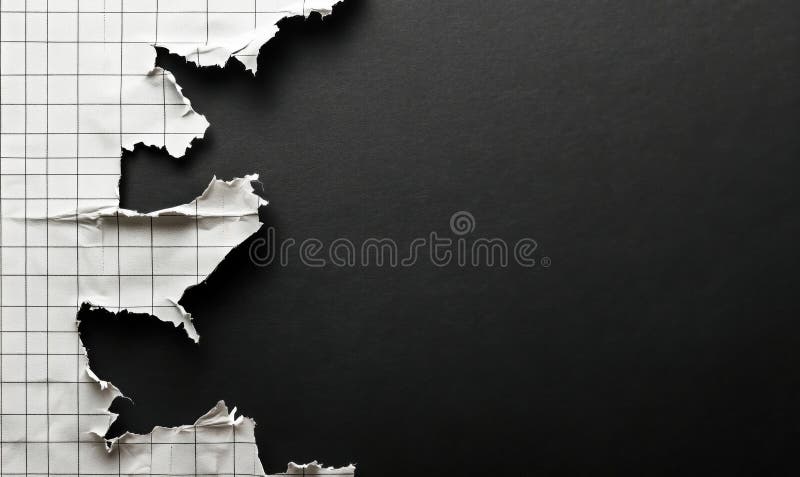 Torn Paper Revealing Black Background, Grid Pattern, Textured Surface ...