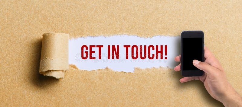 Torn Paper Revealing the Message GET in TOUCH Stock Image - Image of ...
