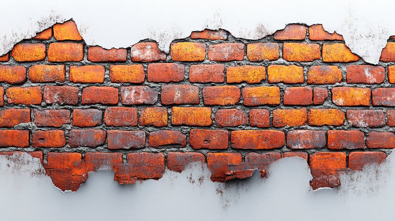 Torn Paper Revealing Orange Brick Wall Texture Stock Illustration ...