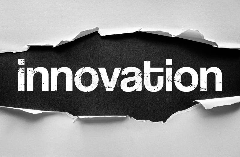 Torn Paper Revealing the Word INNOVATION in Bold, Distressed Letters ...