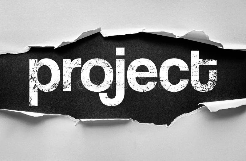 Torn Paper Revealing the Word Project in Bold Distressed Font ...