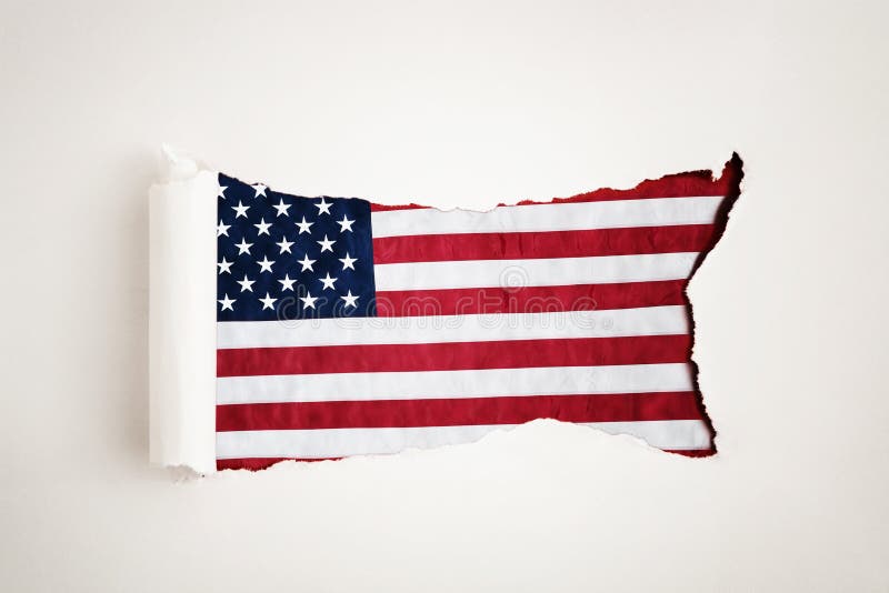 Torn Paper Reveals the American Flag Stock Image - Image of patriotic ...