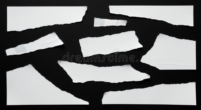 Torn Paper Scraps on a Black Background Offering Texture, Collage, and ...