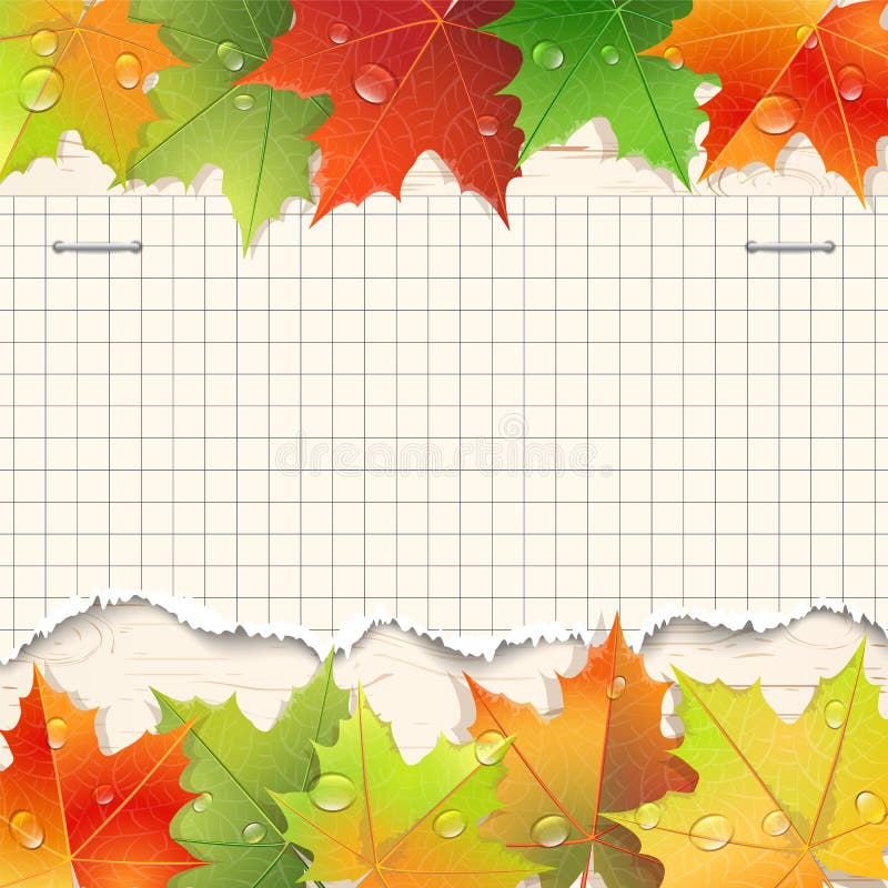 Torn Paper Sheet and Autumn Maple Leaves. Stock Vector - Illustration ...