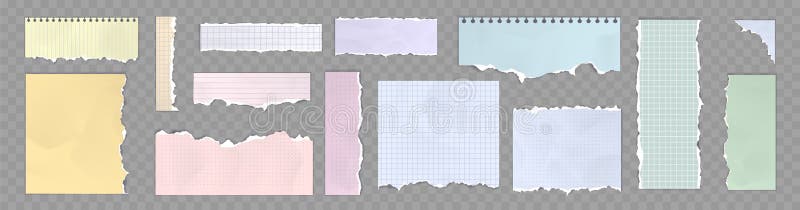Torn Paper Sheets, Colorful Notebook Pages Set Stock Vector ...
