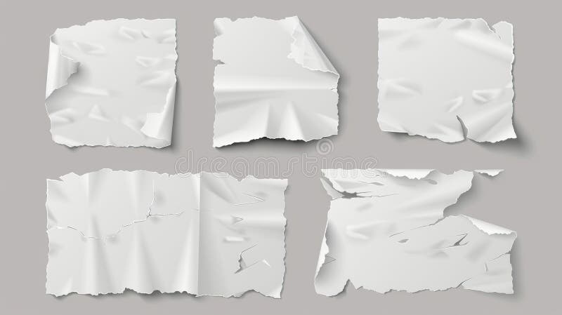 Torn Paper Sheets Isolated on Grey Background. Modern Illustration of ...