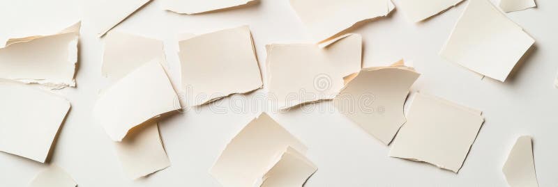 Torn Note Paper Stickers Scattered on a Neutral Desk Background Create ...