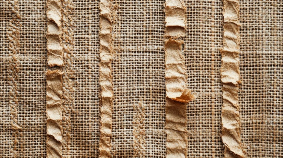 Torn Paper Strips on Brown Burlap Fabric Background Stock Illustration ...