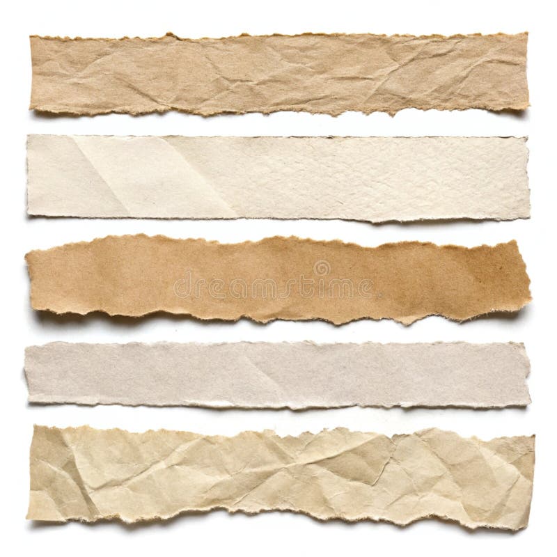 Torn Paper Strips Isolated on White Background Stock Illustration ...