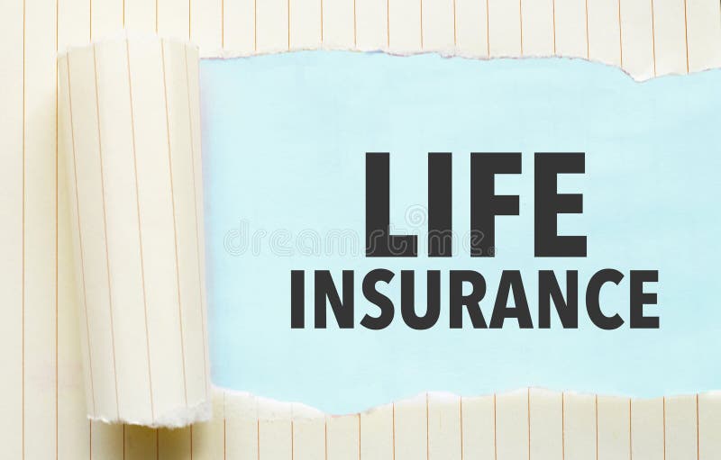 Torn Paper with Text Life Insurance and Blue Background Stock Photo ...