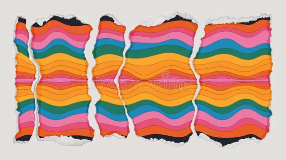 Torn Paper with Vibrant Rainbow Wave Pattern, High Quality Image Stock ...