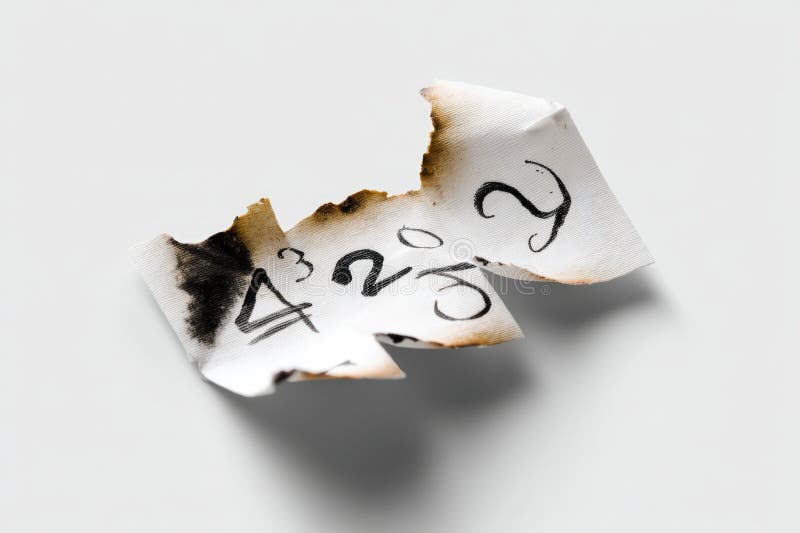 Torn and Burnt Paper Showing the Numbers 420 and 2 on a Plain ...