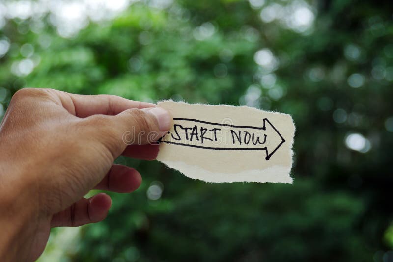 Torn Paper with the Words Start Now on a Tree Branch, Motivational ...