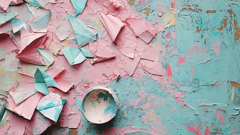 Torn Pastel Paper Scraps on Textured Paint Stock Photo - Image of craft ...